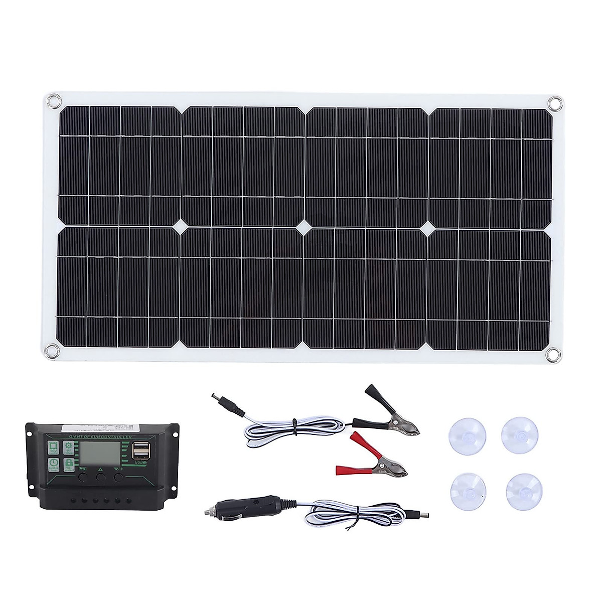 Solar Battery, 250W Monocrystalline Solar Panel Kit Dual USB Ports Solar Powered with 10A Charge Controller for RV Car Boat Emergency Charging, 12V Battery Charging, etc, RV