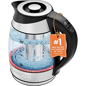 Chefman Electric Kettle w/Temperature Control, Removable Tea Infuser, 5 Presets LED Indicator Lights, 360° Swivel Base, BPA Free, Stainless Steel, 1.8 Liters