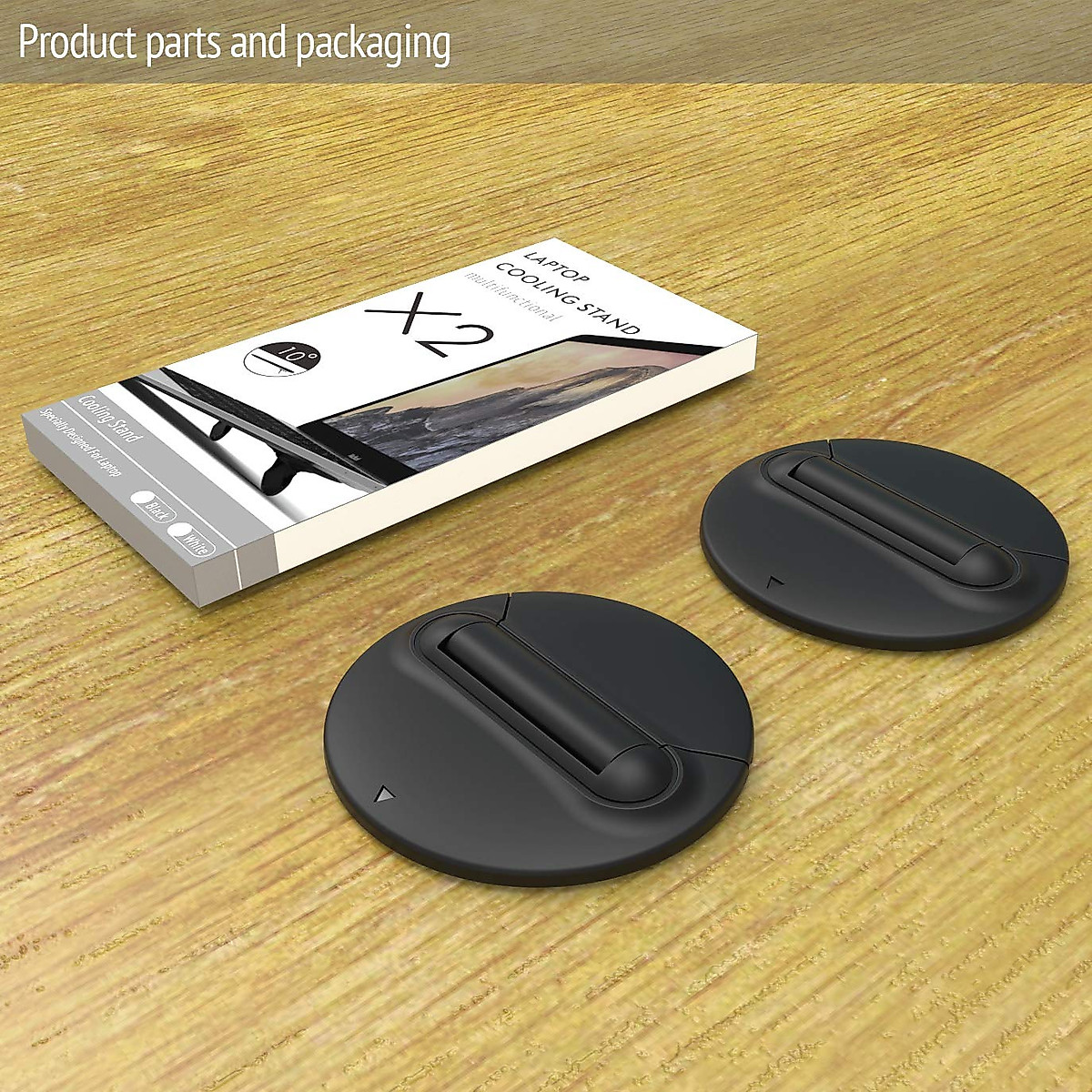 Portable Mini Laptop Riser,Foldable Laptop Cooling Stand,Ergonomic Keyboard Feet,Adjustable Invisible Lightweight Ventilated Notebook Holder for MacBook Air Pro 10-17 Inch (2 Pack)