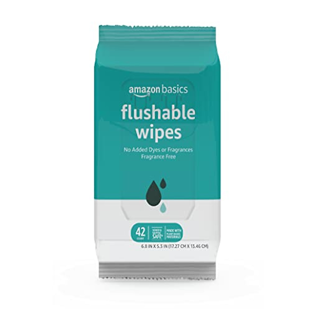 Amazon Basics Flushable Adult Toilet Wipes, Fragrance Free, 42 Count (Pack of 3), 126 Wipes total