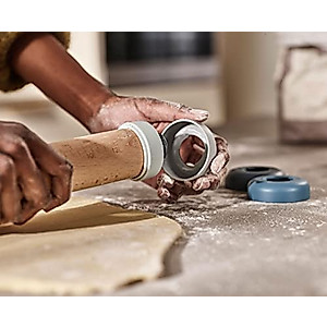 Joseph Joseph PrecisionPin Baking Adjustable Rolling Pin - Consistent and Even Dough Thickness for Perfect Baking Results, Sky