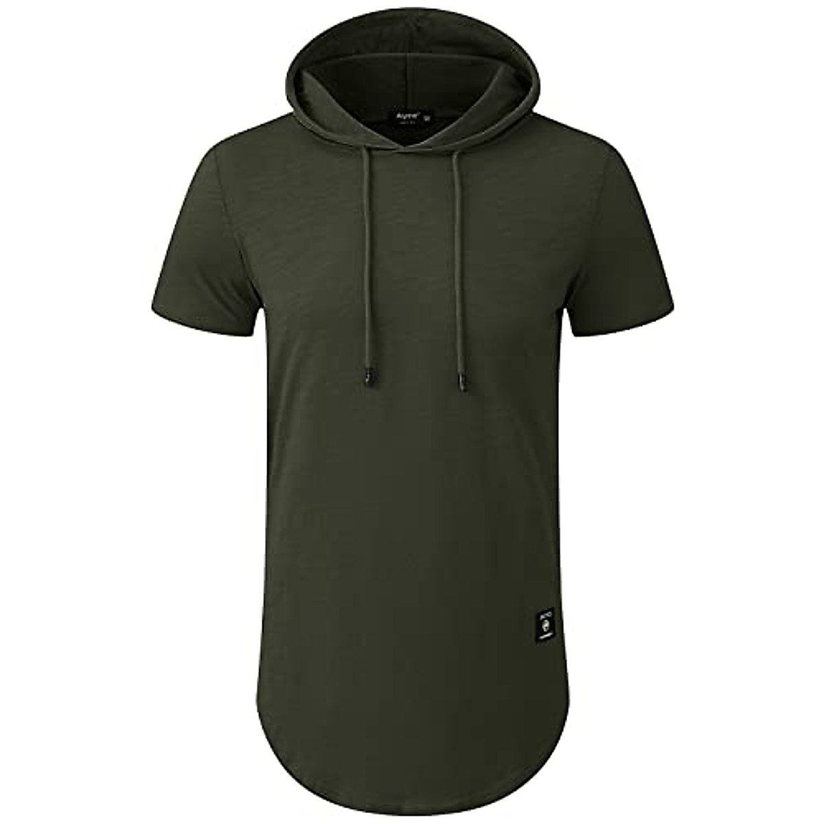 Aiyino Men's Short Sleeve Athletic Hoodies Sport Sweatshirt Solid Color Fashion Pullover 2XL Army Green