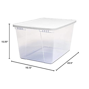 HOMZ 56 Quart Snaplock Clear Plastic Storage Tote Container Bin with Secure Lid and Handles for Home and Office Organization, 2 Pack