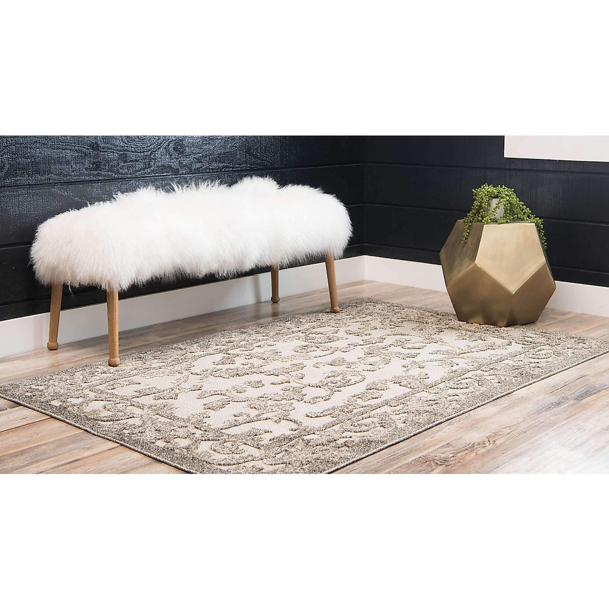 Unique Loom Outdoor Botanical Collection Area Rug (4' x 6' Rectangle, Brown)