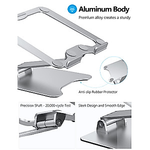 Letlar Laptop Stand Adjustable, Laptop Holder, Aluminum Laptop Riser Stand for Desk, Adjustable Height 1.9"-12", Compatible with MacBook, Air, Pro, Dell XPS, Samsung, All Laptops 8-15.6 Inches-Silver