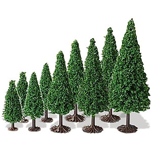 Model Cedar Trees 10PCS Train Scenery Landscape Pine Miniature Diorama Trees Mixed Model for Road Architecture Building DIY Decoration Gift (10)