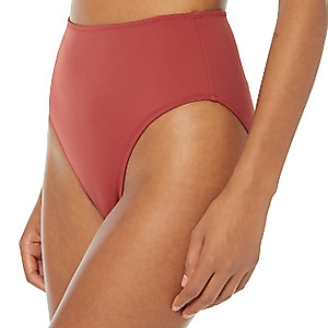 Amazon Essentials Women's High Waist High Leg Bikini Bottom, Brick Red, Medium