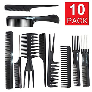 Magic 10 Piece Professional Styling Comb Set, Black