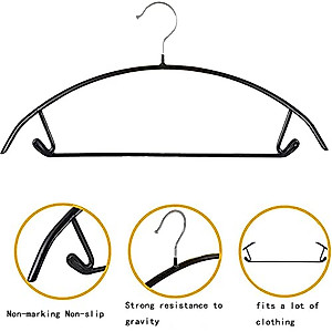 ShgHzz Premium PVC Coating Metal Hangers 20 Pack, Heavyduty, Non Slip Slimline, Suit Jacket T Shirt Hangers, Gold Hooks, Space Saving Clothes Hanger (Black)