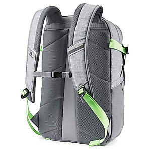 High Sierra Takeover Kids/Adults Backpack with Laptop Pocket, Drop Protection Pocket, Tablet Sleeve, and 360 Reflectivity, Silver/Neon Mint