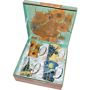 McIntosh Van Gogh Fine Bone China Set of 4 Mugs with Matching Gift Box (11 oz)