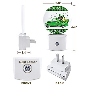 Night Light Plug into Wall, LED Nightlights Happy St. Patrick's Day Shamrock Funny Dachshund Truck Green Plaid Small Nightlight Auto Dusk-to-Dawn Sensor Lamp LED Night Lights for Kid's Bedroom