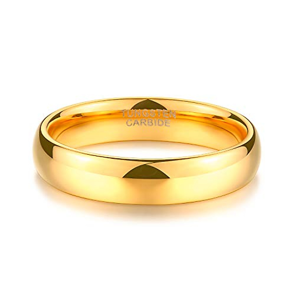 TRUMIUM 4mm Tungsten Wedding Band Ring for Men Women Gold Plated Domed High Polished Comfort Fit 9