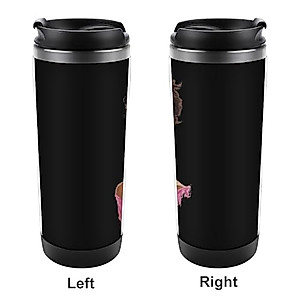 Black with Dangle Earrings Travel Coffee Mug Reusable Insulated Drinking Cup with Lid for Home Outdoor Works 13 Oz