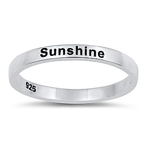 You are my Sunshine Stacking Word Ring New .925 Sterling Silver Band Size 9