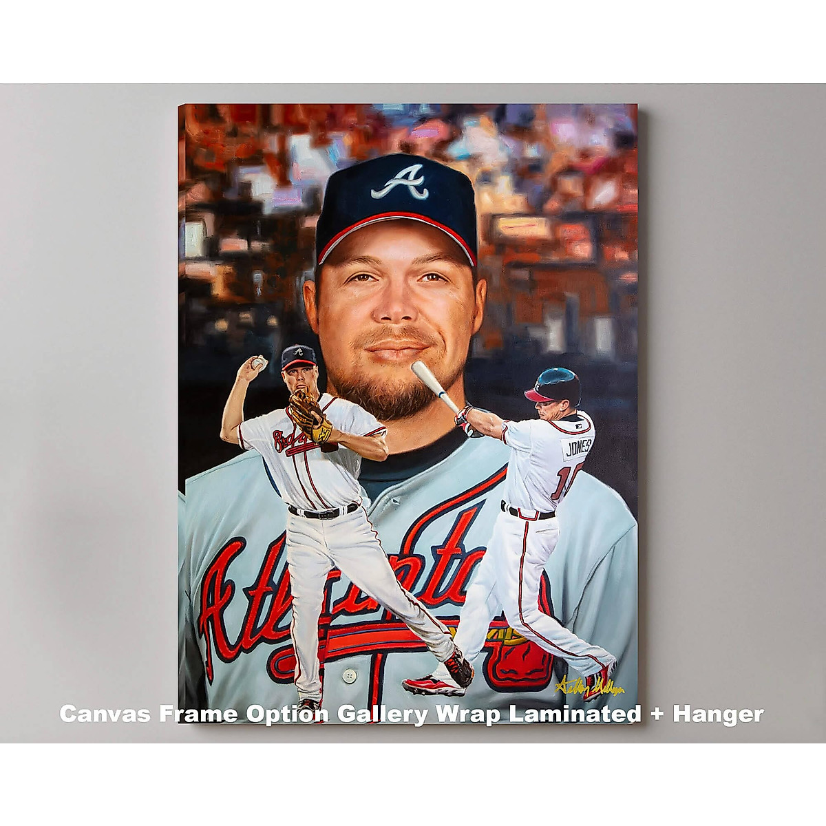 Atlanta Braves 3rd Base Chipper Jones MLB Baseball Player HOF Hall of Fame Art Print 1AM3 on 31x40 polyester canvas