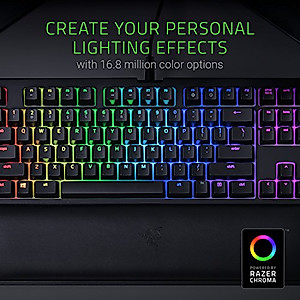 Razer BlackWidow TE Chroma v2 TKL Tenkeyless Mechanical Gaming Keyboard: Green Key Switches, Tactile & Clicky, Chroma RGB Lighting, Magnetic Wrist Rest, Programmable Macros, Classic Black