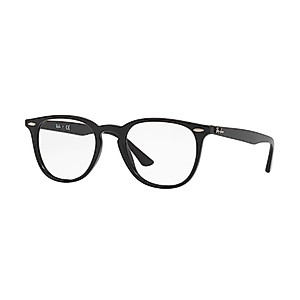 Ray-Ban RX7159 Round Prescription Eyeglass Frames, Black/Demo Lens, 50 mm