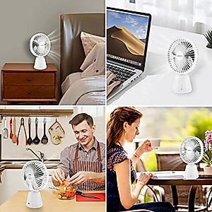 Miady USB Desk Fan, Upgraded 5000mAh Portable Desktop Fan 135°Auto-Oscillating 3 Speeds Mini Cooling Personal Table Fan for Home Office Travel Camping Outdoor