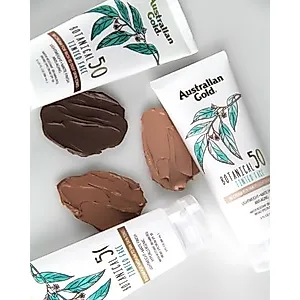 Australian Gold Botanical SPF 50 Tinted Mineral Sunscreen for Face, Non-Chemical BB Cream, Water-Resistant, Matte Finish, For Sensitive Facial Skin, Medium to Tan Skin Tones, 3 FL Oz