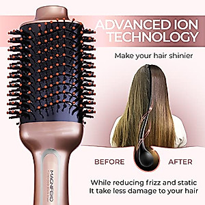 Magnifeko Round Hair Dryer Brush - Hot Air Blow Dryer Brush for Women for Hair Drying, Styling and Volumizing-(Rose Gold)