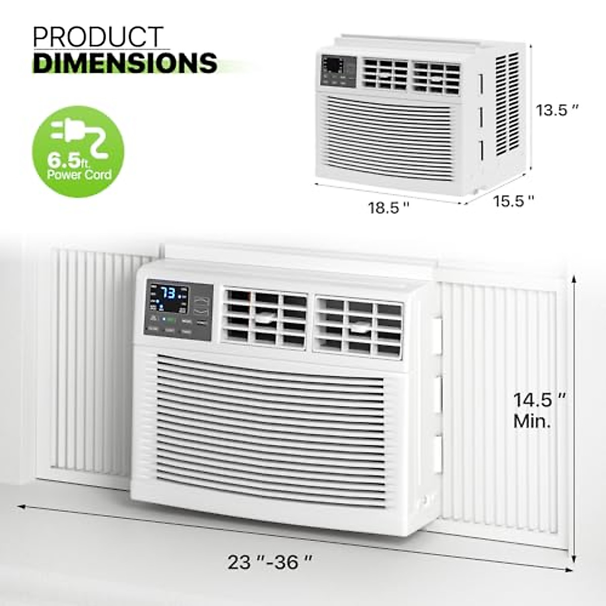 Magshion 8000 BTU Window Air Conditioner with Remote & App Control, 6 Modes – Cool, Dry, Auto-Restart, Fan, Sleep, Cools Rooms up to 350 Sq. Ft., Quiet AC Unit with Easy Install Kit