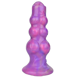 Fantasy Ovipositor Dildo Hollow Tunnel with 5 Eggs Adult Sex Toy for Women, Couples, 6.89'' Knotted Luminous Dildo Anal Sex Toys - Purple Inflatable Pump