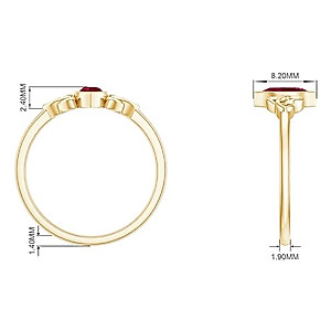 Rosec Jewels Natural 4X8mm Marquise Shape Ruby Promise Ring, AAA Quality, Certified Ruby Celtic Knot Ring - Ready to Gift, 14K White Gold, Size:US 4.00