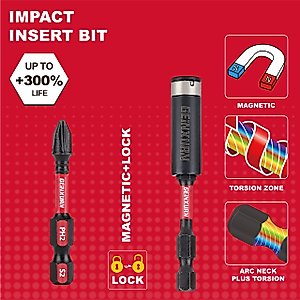 Geinxurn Impact Tough #2 Phillips 2 in. Insert Driver Bits,50Pack PH2 Screwdriver Bits Set with 1Pcs Impact Bit Holder,Bulk