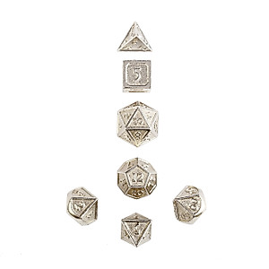 HEIMDALLR Metal DND Dice Set 7pcs - Indestructible Metal Dice Set w/Dice Bag; D&D Dice Set D&D (Dungeons and Dragons Dice Set) w/ D20 Dice - Blacksmith Craft Dice (Weathered Bronze)