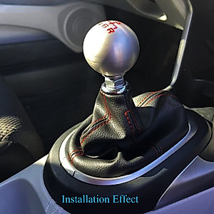 LIHNGAUTO Universal Auto Manual Gear Shift Knob Boot Dust Cover，Made of Black Pu Leather with Red Seams and Blue Seams (Blue)