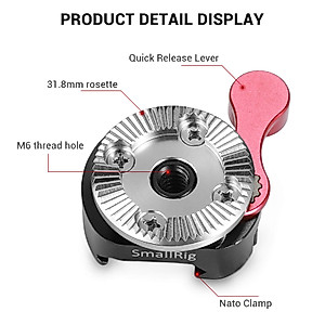 SmallRig Quick Release Rosette Mount, Rosette to NATO Clamp Adapter for Rosette Handle Grip for Arri Standard, DIY Camera Rig - 2046