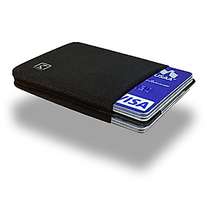 Modern Carry Elastic Minimal Card Holder, Minimalist Wallet for Men & Women, Credit Card & Business Card Holder, Slim Credit Card Wallet - Ultra Thin w/ 2 Card Slots (Black)