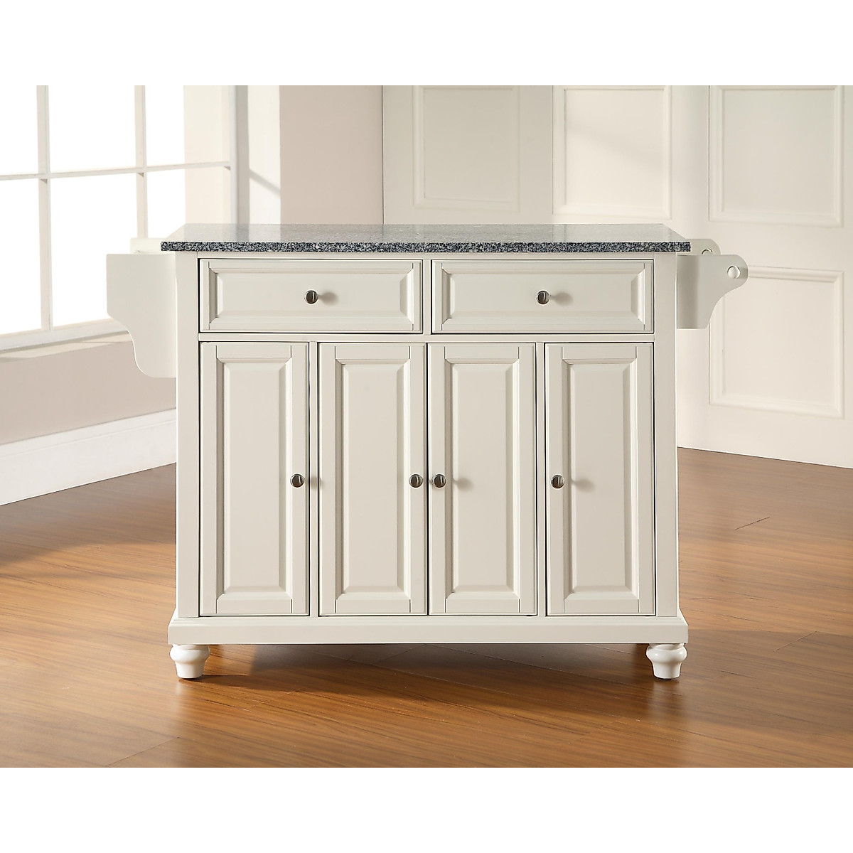 Crosley Furniture KF30003DWH Cambridge Kitchen Island with Solid Grey Granite Top, 52", White