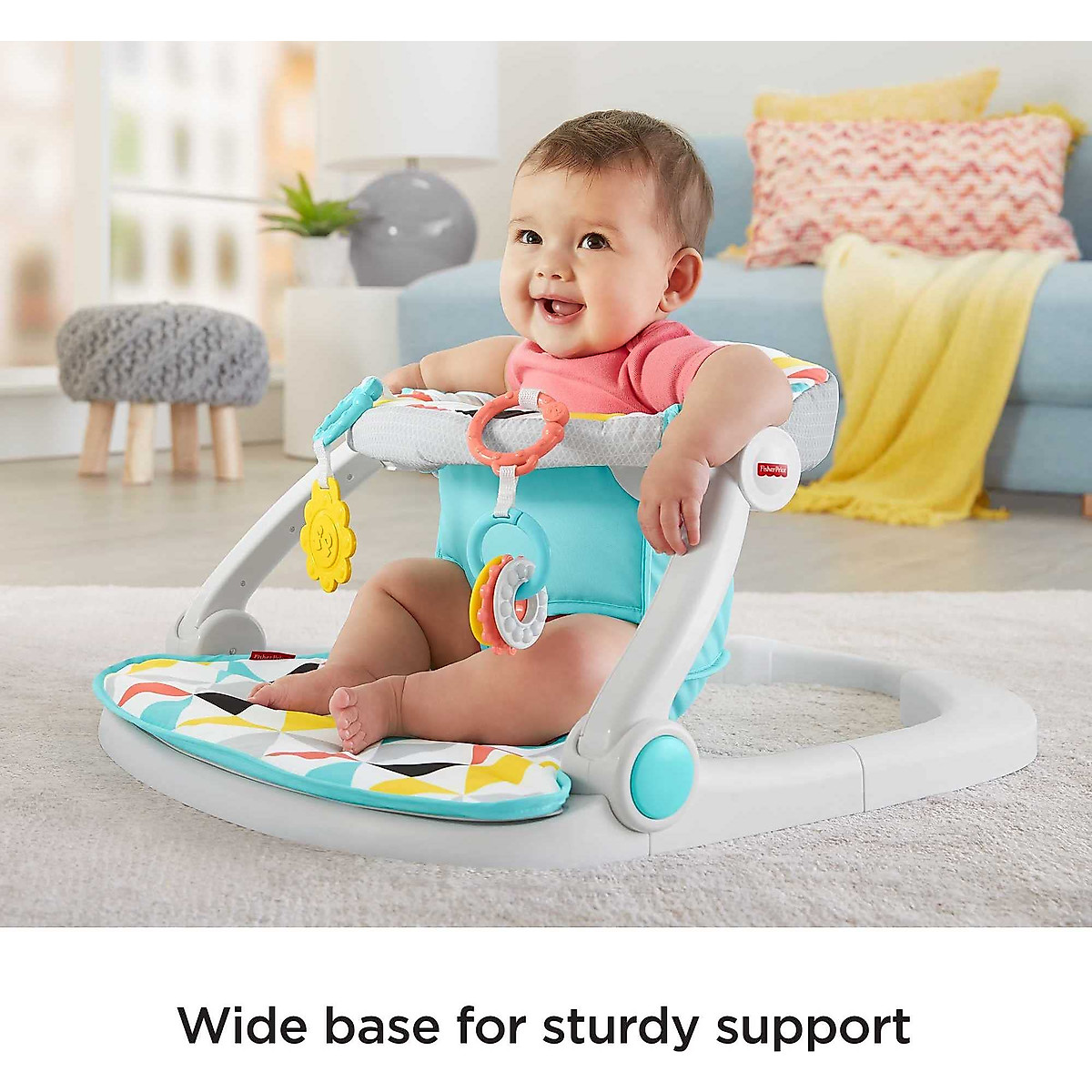 Fisher-Price Baby Portable Chair Sit-Me-Up Floor Seat with Toys and Machine Washable Seat Pad + Fisher-Price Baby Playmat Deluxe Kick & Play Piano Gym with Musical Toy Lights & Smart Stages Learning