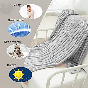 Lightweight Cooling Summer Throw Blanket, 100% Bamboo Fiber Made, Silky-Soft Smooth Knit Throws for Sofa/Bed/Travel, 47”X70”