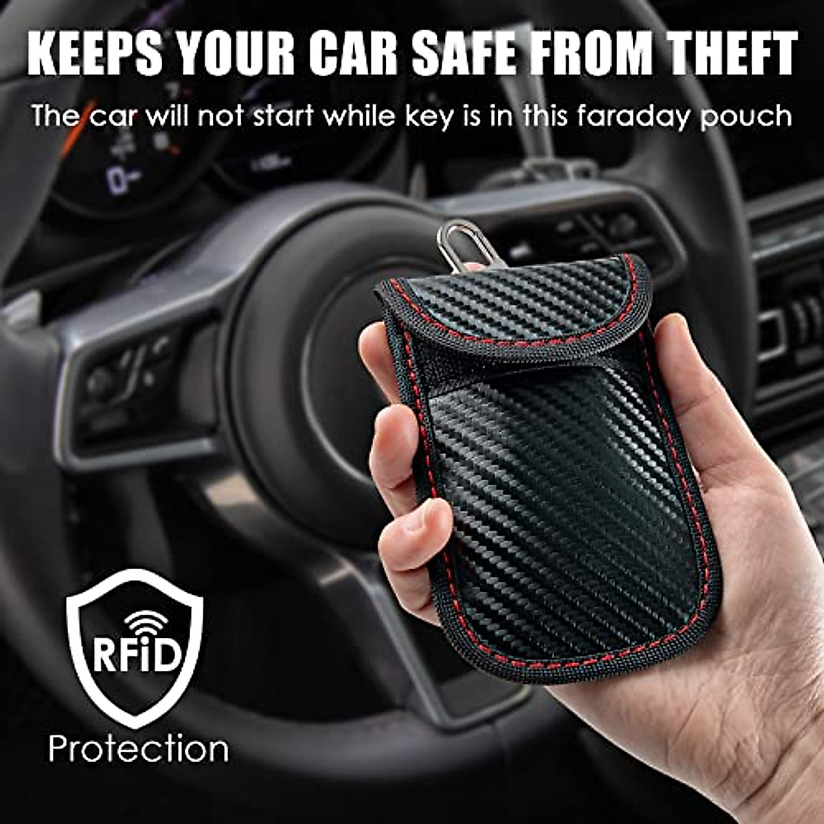 Faraday Key Fob Protector, 2 Pack(Red & Green) Faraday Bags RFID Faraday Pouch Car Key Fob Signal Blocker Blocking Pouch