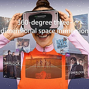 UYGHHK VR Headsets, Virtual Reality Game Movie Goggles for iPhone & Android System 4.7-7.2 inch Smartphone Adjustable 3D VR Glasses with Controller
