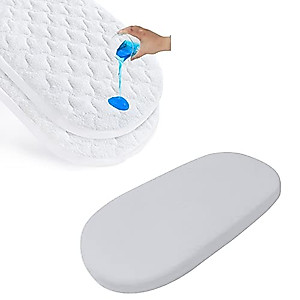 Baby Waterproof Bassinet Mattress Pad Cover and 100% Cotton Sheet(Grey), 18" x 30"