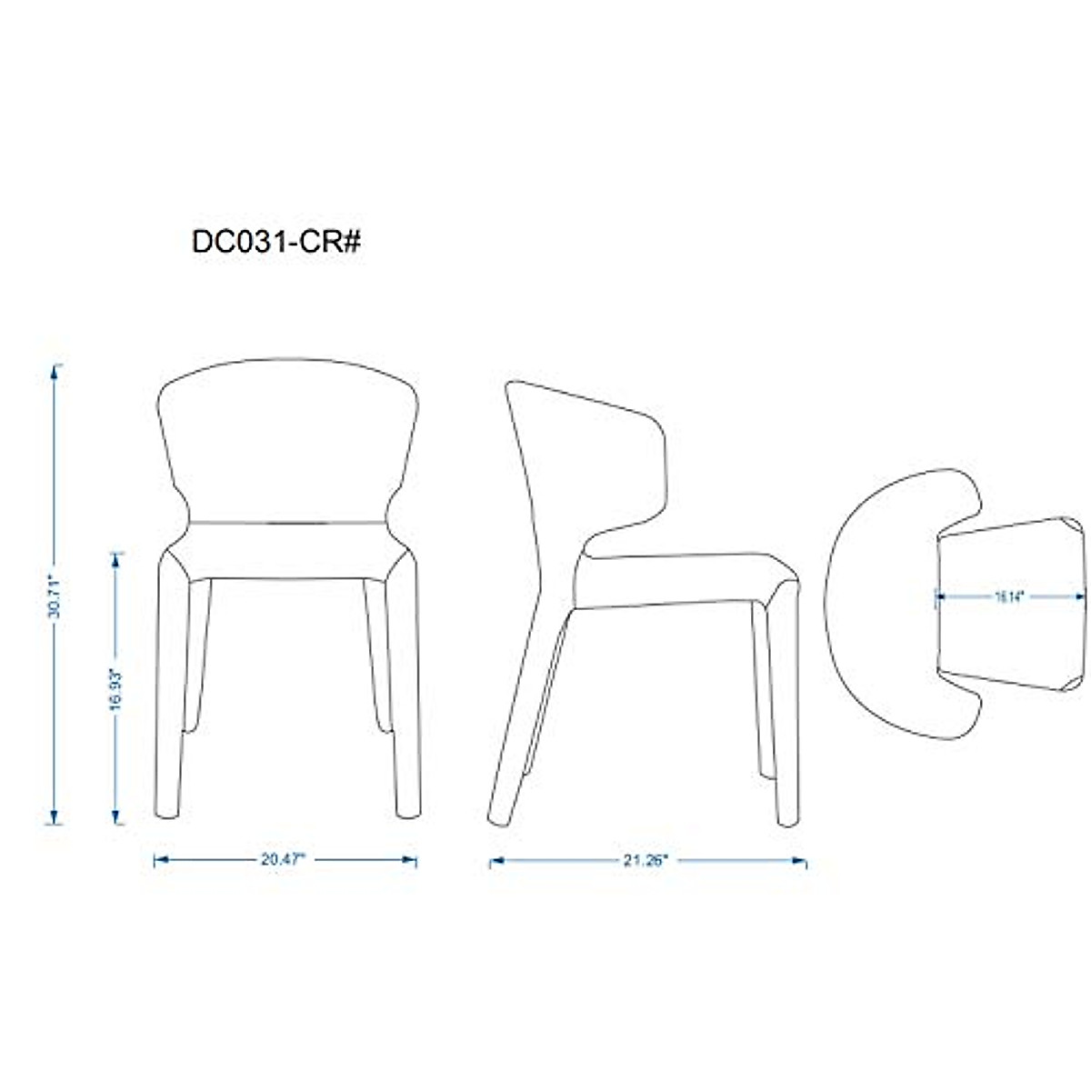 Manhattan Comfort Conrad Mid Century Modern Faux Leather Upholstered Dining Chair, Set of 2, Black