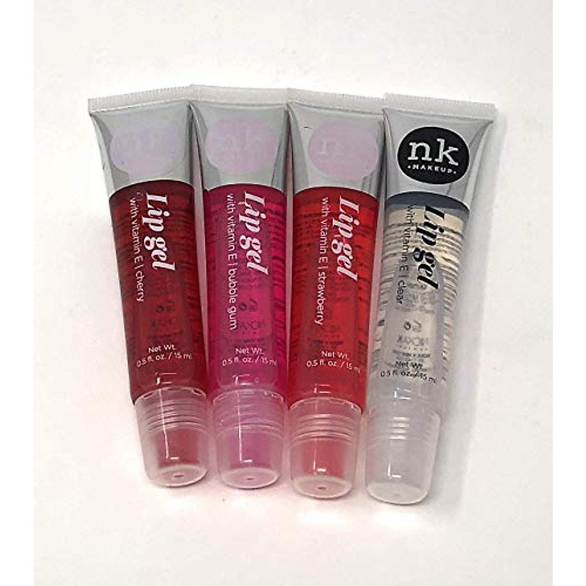 4 Pack Nicka K Lip Gel (CLEAR, STRAWBERRY, CHERRY, BUBBLE GUM)