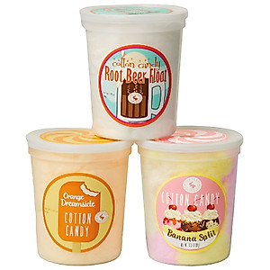Ice Cream Classics Cotton Candy Gift Set of 3 Root Beer Float, Orange Dreamsicle, Banana Split - Unique ideas for Holidays, Birthdays, Gag Gifts, Party Favors