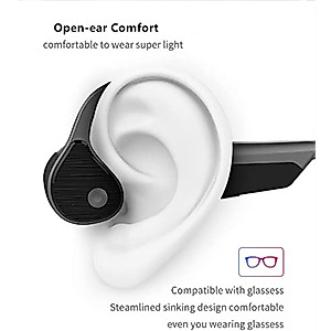 Bone Conduction Headphones Bluetooth 5.0,Wireless Open Ear Headphones with Built-in Mic,Sweatproof Sports Headset for Running and Workouts (Black-Gray)