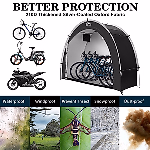 Happy Travel Bike Storage Shed Tent,Outdoor Portable Bicycle Storage Sheds with 210D Oxford Fabric PU4000 Waterproof for 2/3/4/6/8 Bikes,Bike Covers Shelter for Motorcycle,Garden Tools,Toys,Lawn Mower