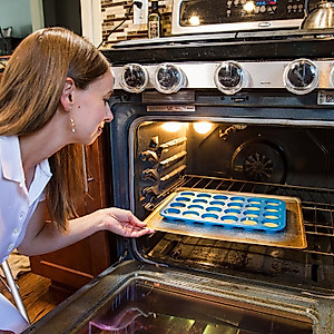 Amison Mini Muffin Pan 24 Cups, 2 Packs Silicone Cookies Cupcake Bakeware Tin Soap Tray Mould Non stick, BPA-free, Dishwasher Safe (Blue)