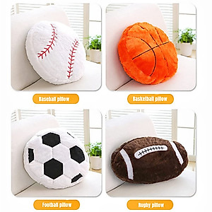 XIYUAN18inch Football Sports Pillow Plush Stuffed Sports Balls Soccer Toy Fluffy Durable Throw Pillow Cushion Sofa Room Decoration Soft Sports Toy Gift (Black/White)