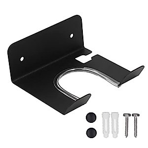 Hidyliu Hair Dryer Holder Adhesive Wall Mounted Hair Dryer Holder Wall Mount Compatible with All Hair Dryers, Stainless Steel Hair Dryer for Home Toilet(Black)