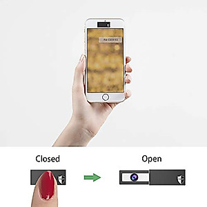 Nano shield Aluminum Alloy Laptop Camera Cover (Black & Silver), Luxury Metal Design Webcam Cover Slide for Computer Mac MacBook Pro iMac Cell Phone iPhone iPad Surface Pro Echo Show/Sport