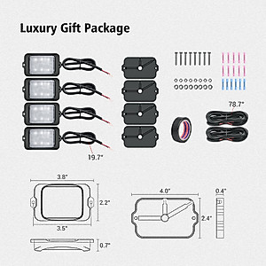 MICTUNING 4 Pods C3 RGBW LED Rock Lights - Underglow Multicolor Neon Light (Not inlcude controller)