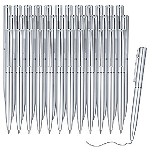 Teling 36 Pcs Small Ballpoint Pen Mini Pens Bulk 4 Inch Short Small Pens Tiny Pen Ink Ballpoint Pens for Notebook Notepads School Office(Silver)